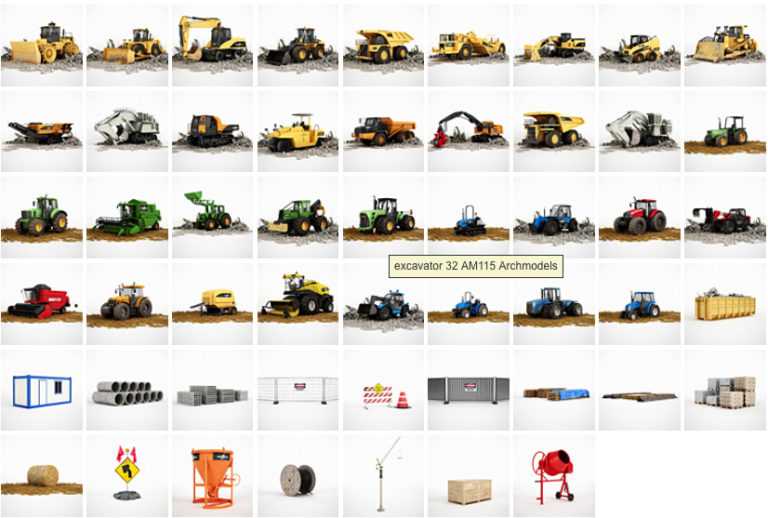 Archmodels Vol. 115 - 3D Models of Construction Site Equipment